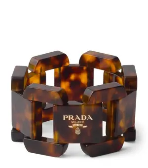 Prada Tortoiseshell-effect Plexiglass Logo Link Bracelet - Neutral