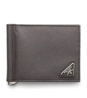 Prada Saffiano Leather Bifold Wallet Grey