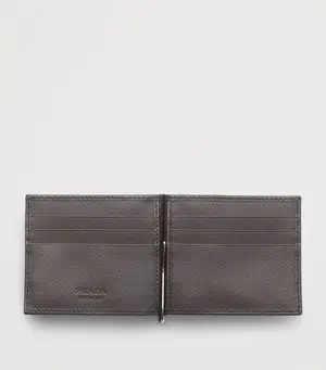 Prada Saffiano Leather Bifold Wallet - Grey
