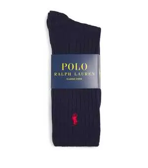 Polo Ralph Lauren Polo Ralph Lauren Cotton-Blend Crew Socks With Embroidered Logo Navy