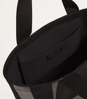 Harrods Mini Cotton Logo Tote Bag - Black
