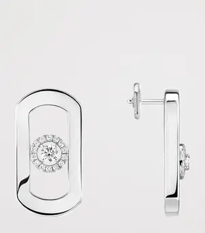 Messika So Move 18 Karat White Gold And Diamond Stud Earrings - Silver