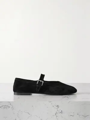 THE ROW Boheme Suede Mary Jane Flats - Black