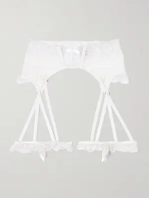 Agent Provocateur Rosia Embroidered Suspender Belt - White