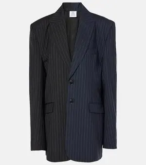 Vetements Pinstripe Wool Blazer - Blue