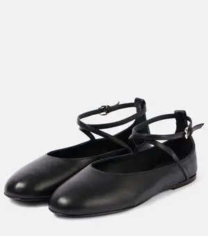 Co Lamb Leather Ballet Flats With Buckle-fastening Ankle Strap