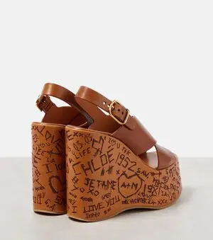 Chloé Maxime Leather Wedge Sandals