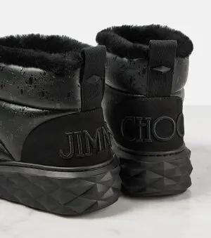 JIMMY CHOO Shearling-lined Leather Snow Boots - Black