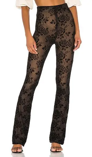 Majorelle Lars Burnout Floral Lace Trousers - Black