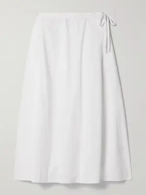 THE ROW Fleur Pleated Cotton-poplin Midi Skirt