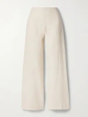 THE ROW Foulard Wide-leg Wool, Silk & Linen-blend Trousers - Neutrals