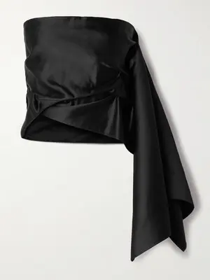 THE ROW Nana Strapless Draped Satin Top - Black