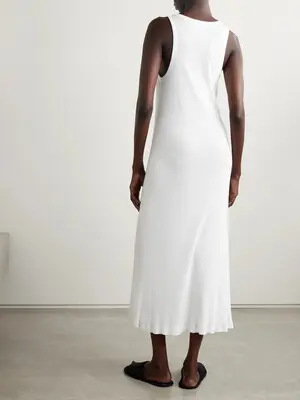 THE ROW Yule Ribbed Cotton-jersey Midi Dress