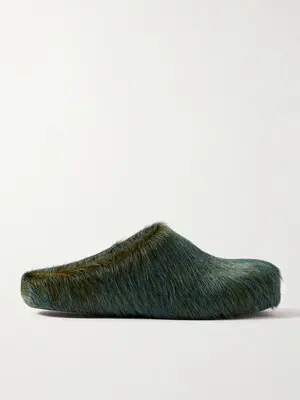 Marni Fussbett Calf Hair Clogs - Blue