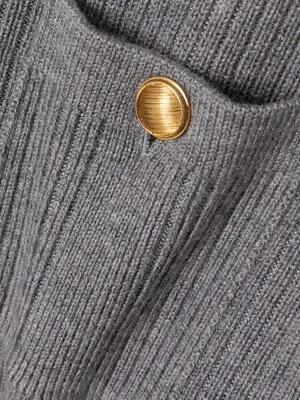 Chloé Ribbed Wool-blend Belted Mini Dress With Gold-tone Buttons