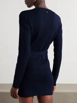 Chloé Belted Ribbed Wool-blend Mini Dress