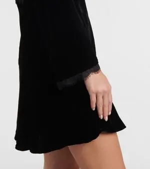 Rixo Lace-trimmed Velvet Minidress