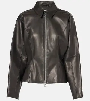 THE SEI Leather Zip-up Jacket - Black
