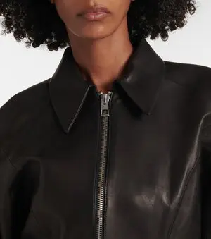 THE SEI Leather Zip-up Jacket - Black