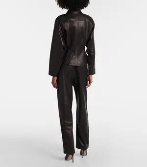 THE SEI Leather Zip-up Jacket - Black