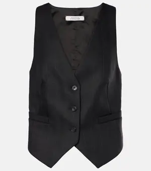 Dorothee Schumacher Pinstripe Wool Vest - Black