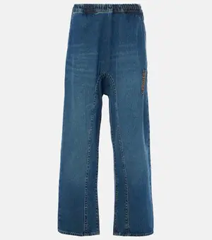 Y/project Logo Low-rise Wide-leg Jeans - Blue