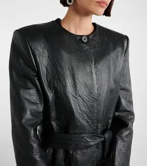 Magda Butrym Shearling-trimmed Leather Coat