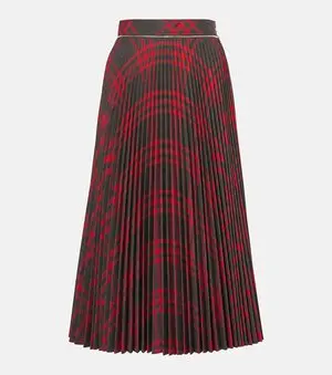 Burberry Check Plissé Midi Skirt