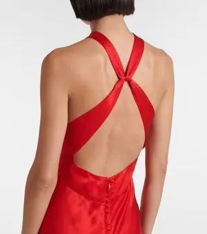 Rixo Halterneck Satin Gown - Red