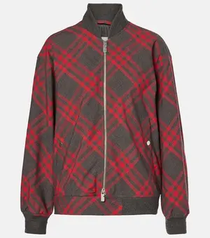 Burberry Checked Wool Blend Bomber Jacket - Multicoloured