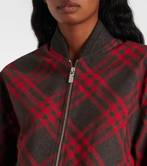 Burberry Checked Wool Blend Bomber Jacket