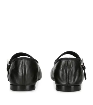 THE ROW Boheme Leather Mary Jane Flats - Black