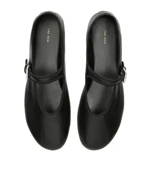 THE ROW Boheme Leather Mary Jane Flats - Black