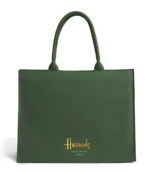 Harrods Large Cotton Logo Tote Bag - Green