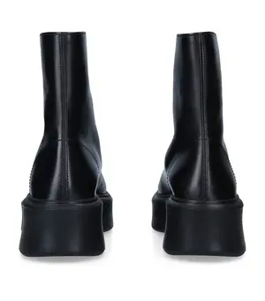 THE ROW Zipped Leather Ankle Boots - Black