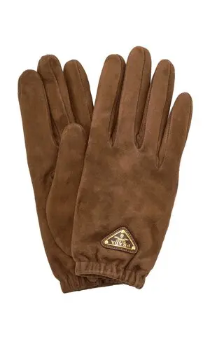 Prada Suede Gloves - Brown