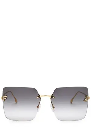Fendi Rimless Square Frame Sunglasses With Crystal Embellishments