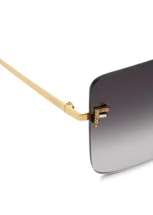 Fendi Rimless Square Frame Sunglasses With Crystal Embellishments