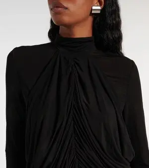 Magda Butrym Ruched Faux Shearling Trimmed Mini Dress