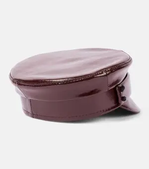 Ruslan Baginskiy Faux Leather Newsboy Cap - Brown