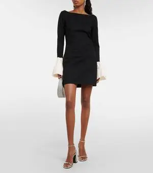 Staud Hawthorne Mini Dress With Taffeta Sleeves - Black