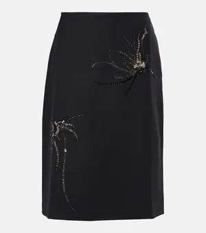 JACQUES WEI Sequined Wool Pencil Skirt