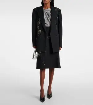 JACQUES WEI Sequined Wool Pencil Skirt