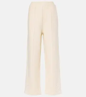 XU ZHI Embroidered Wool And Cotton-blend Sweatpants