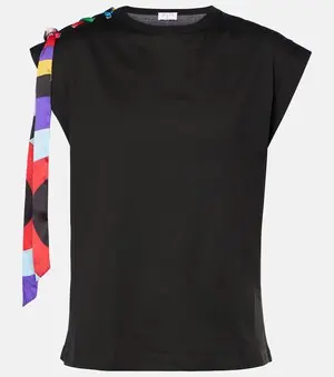 Emilio Pucci Iride" Cotton Jersey T-shirt With Tie Detail - Black