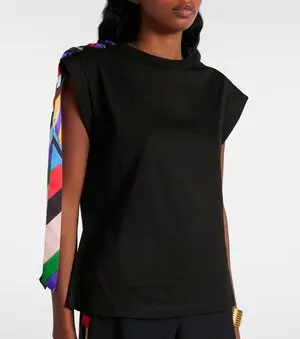 Emilio Pucci Iride" Cotton Jersey T-shirt With Tie Detail - Black