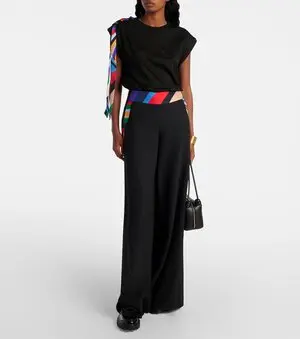 Emilio Pucci Iride" Cotton Jersey T-shirt With Tie Detail - Black