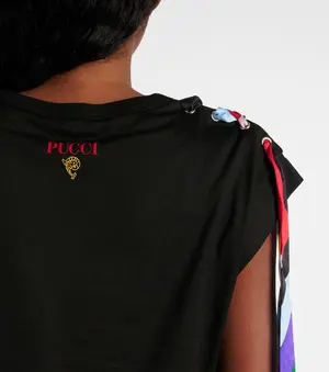 Emilio Pucci Iride" Cotton Jersey T-shirt With Tie Detail - Black
