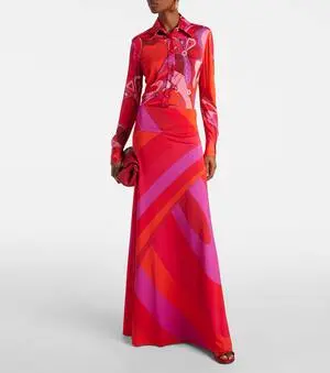 Emilio Pucci Orchidee Satin Jersey Shirt