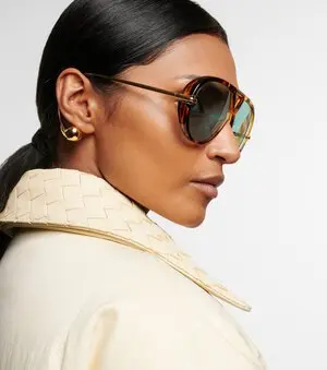 Bottega Veneta Drop Aviator Sunglasses - Brown